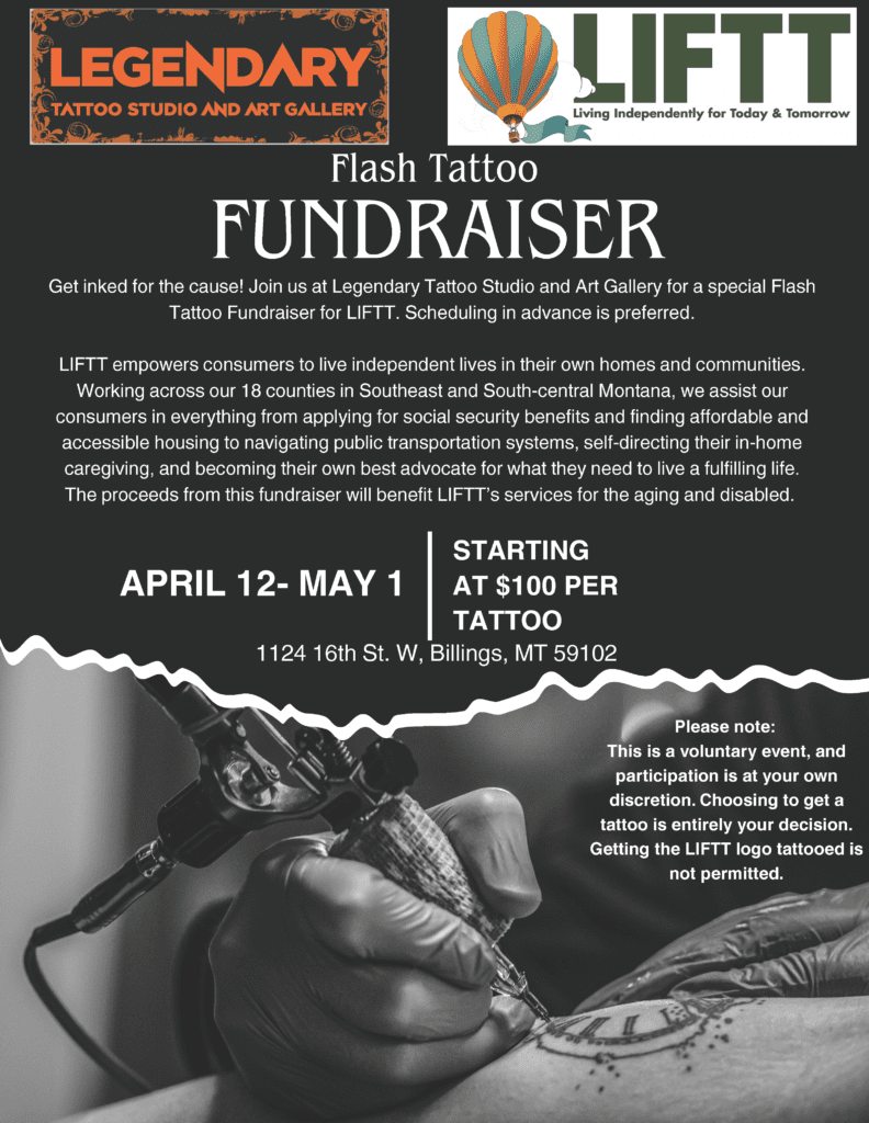 Flash Tattoo Fundraiser for LIFTT April 12 to May 1 - LIFTT